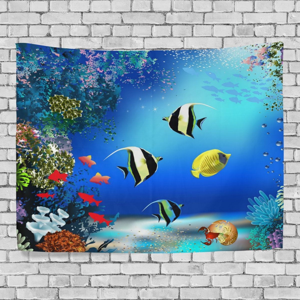 POPCreation Wall Tapestry Marine Moti Ocean Dolphin Tropical Fish Coral ...