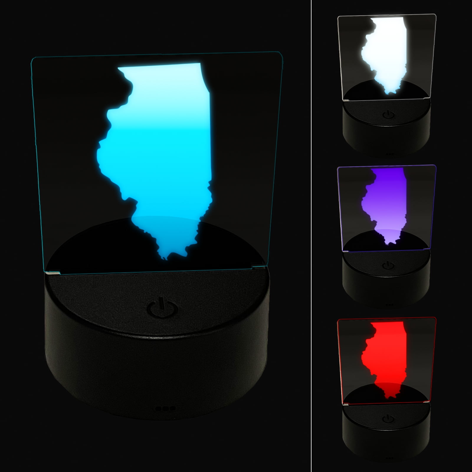 Illinois State Silhouette LED Night Light Sign 3D Illusion Desk ...