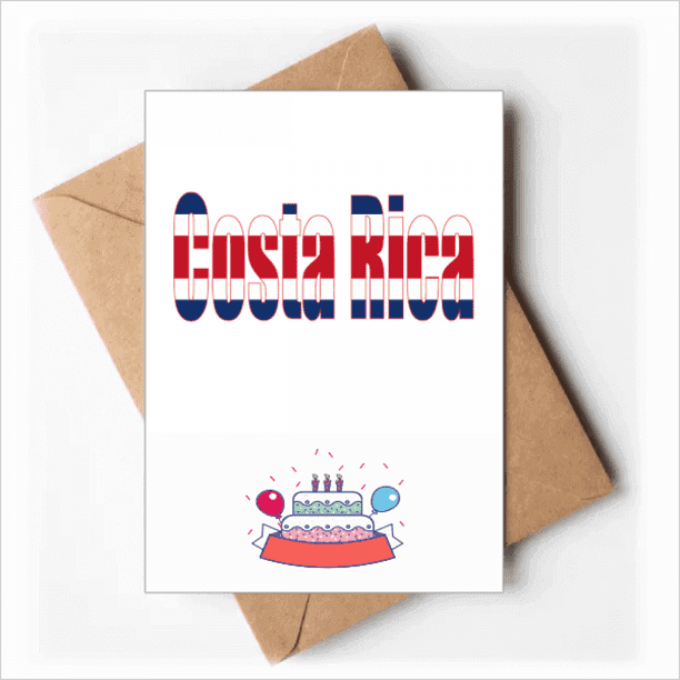 Costa Rica Country Flag Name Happy Birthday Greeting Cards Envelopes ...