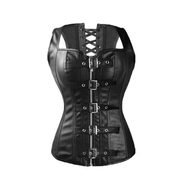 LELINTA Women's PuLELINTA Rock Faux Leather Buckle-up Corset Bustier ...