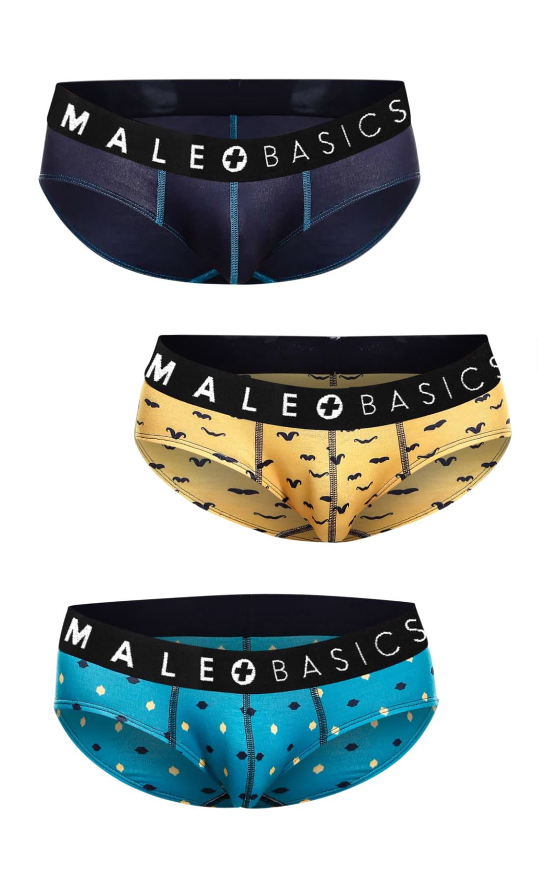 MaleBasics 3-Pack Brief Prints Stache - Walmart.com