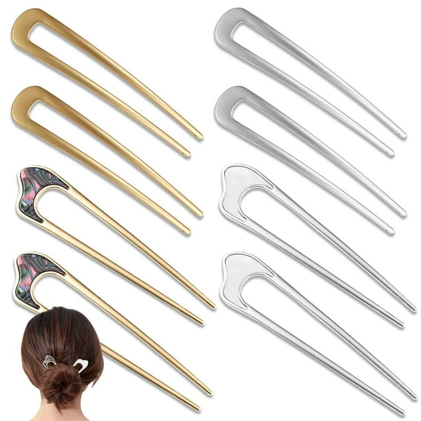 8 Pieces Metal Shaped Hair Pins Forks French Hairpin Vintage Hair ...