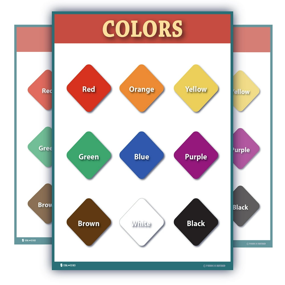 Colors learning chart LAMINATED poster teachers and educators no ...