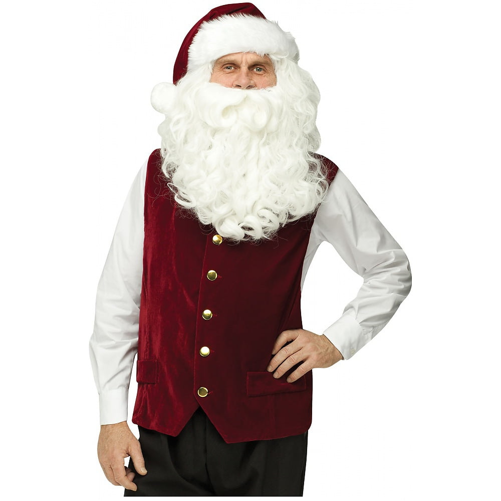 Velvet Santa Vest & Hat Adult Costume - Standard - Walmart.com