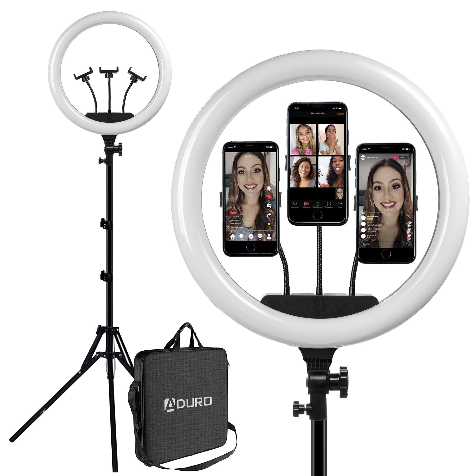 Aduro U-Stream Executive 18" Ring Light Stand & Extendable Phone Tripod ...