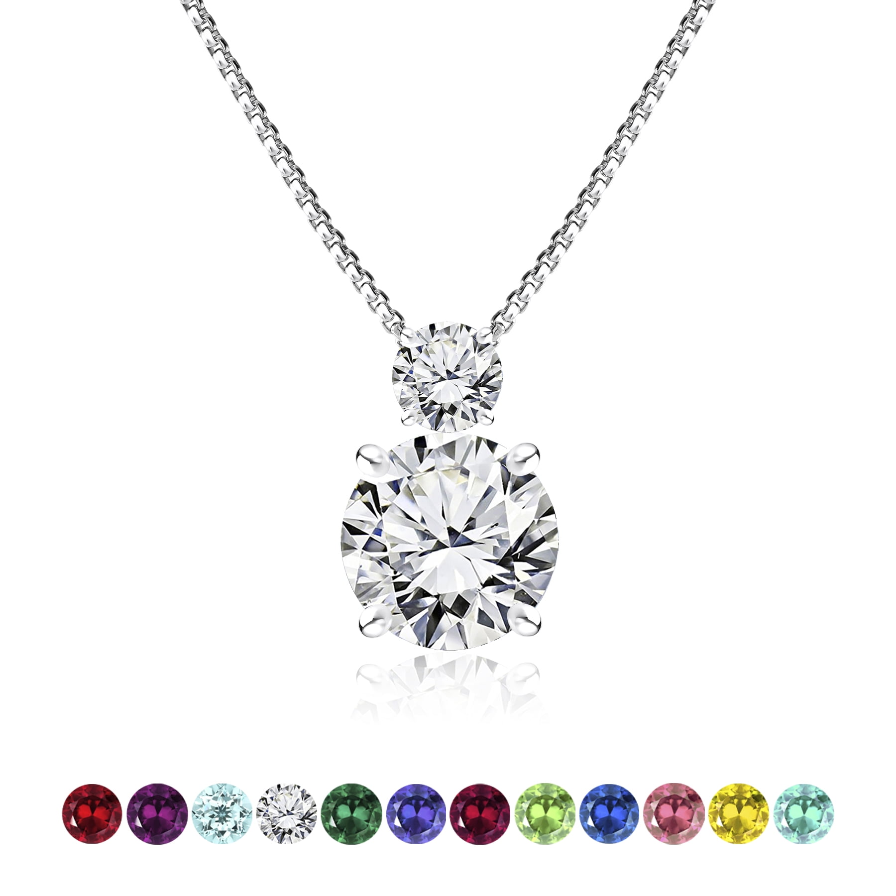 Click here for Jeenmata 2 Carat April Birthstone Necklace - Dangl... prices