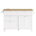 Solid Wood Classic White Kitchen Island with Drop Leaf, 2 Seats Power ...