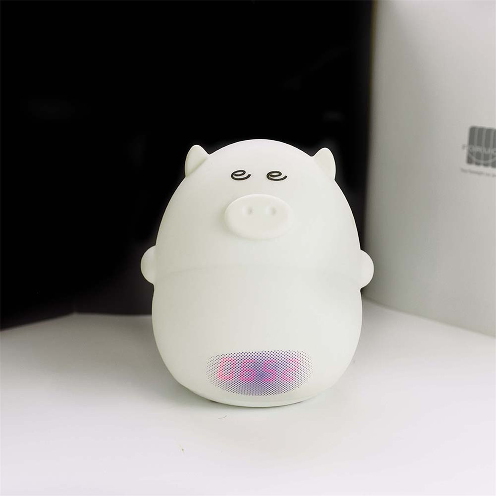 4 LEDs Night Light Creative Pig Table Lamp Cute Cartoon Alarm Clock ...