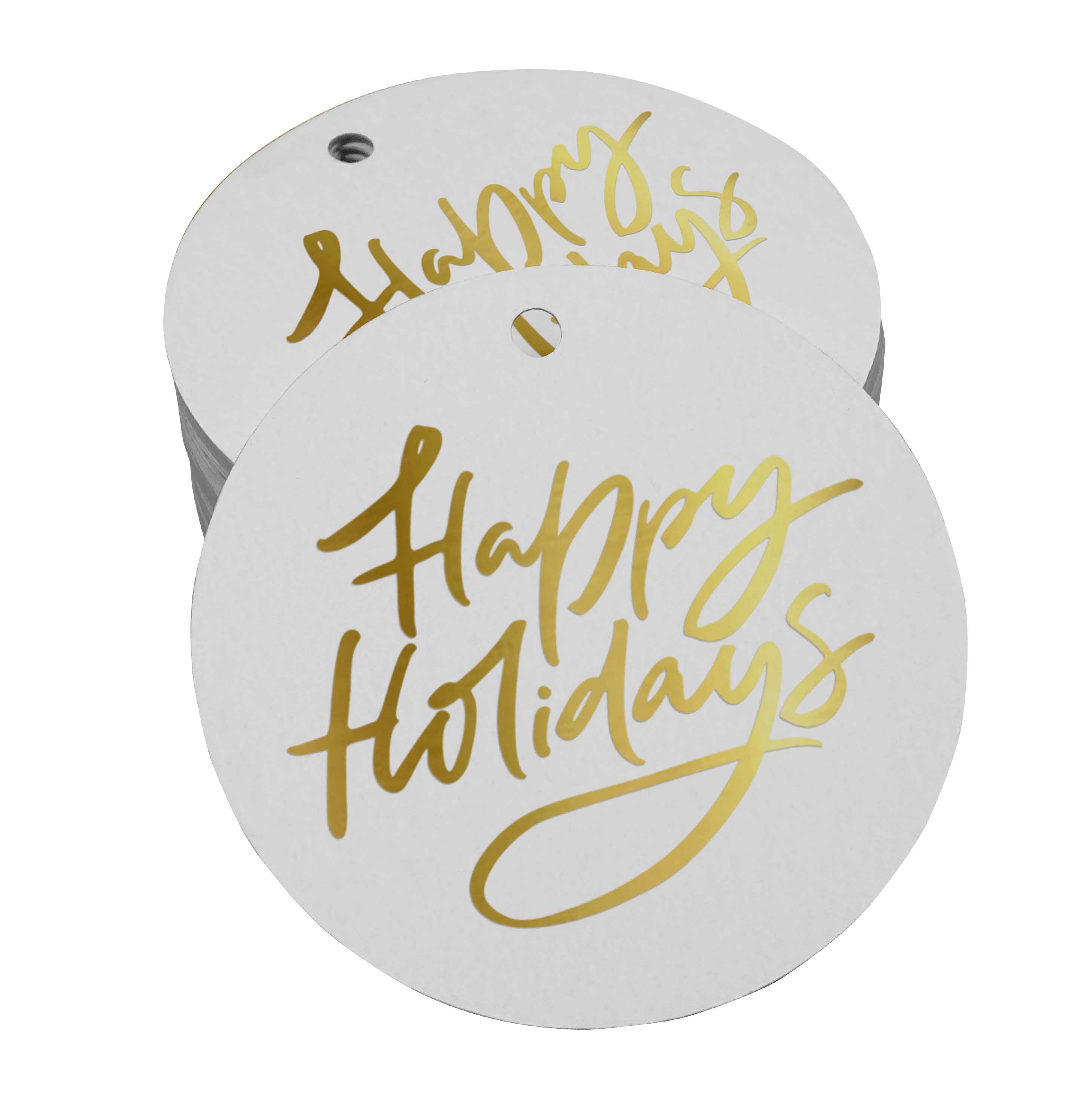 Inkdotpot Happy Holiday Bottle Tag Real Gold Foil Favor Hang Tags Pack ...