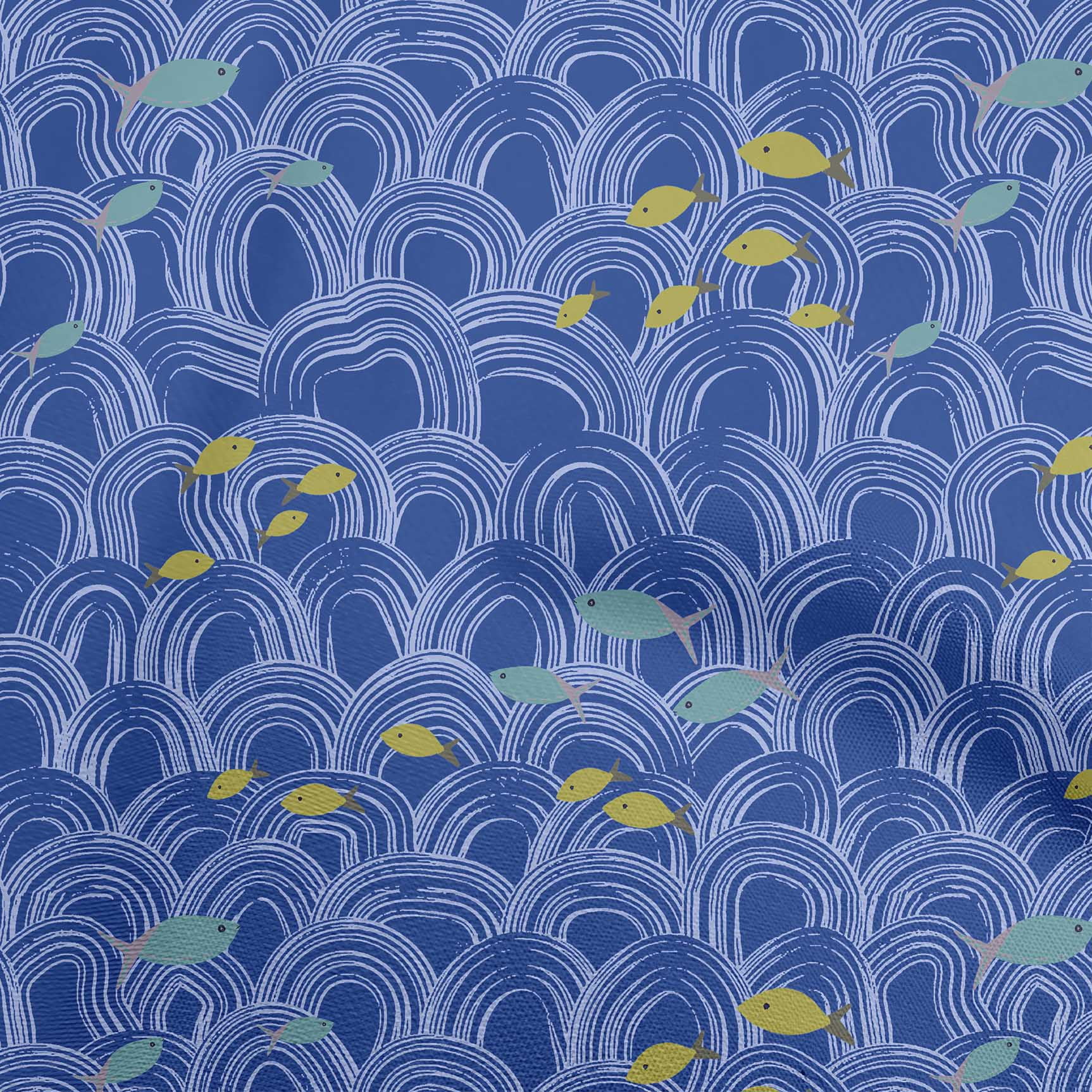 oneOone Silk Tabby Blue Fabric Sea Sewing Material Print Fabric By The ...