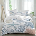4 Piece Duvet Cover Set Cal king, Abstract Ocean Starfish Coral ...