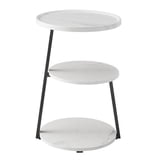 Skylar Round 3-Tier Side Accent Table with Raised Lip Edge Tabletop and ...