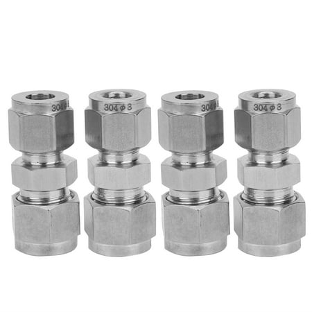 Straight Double Ferrule Adapter,4Pcs Compression Tube Fitting ...