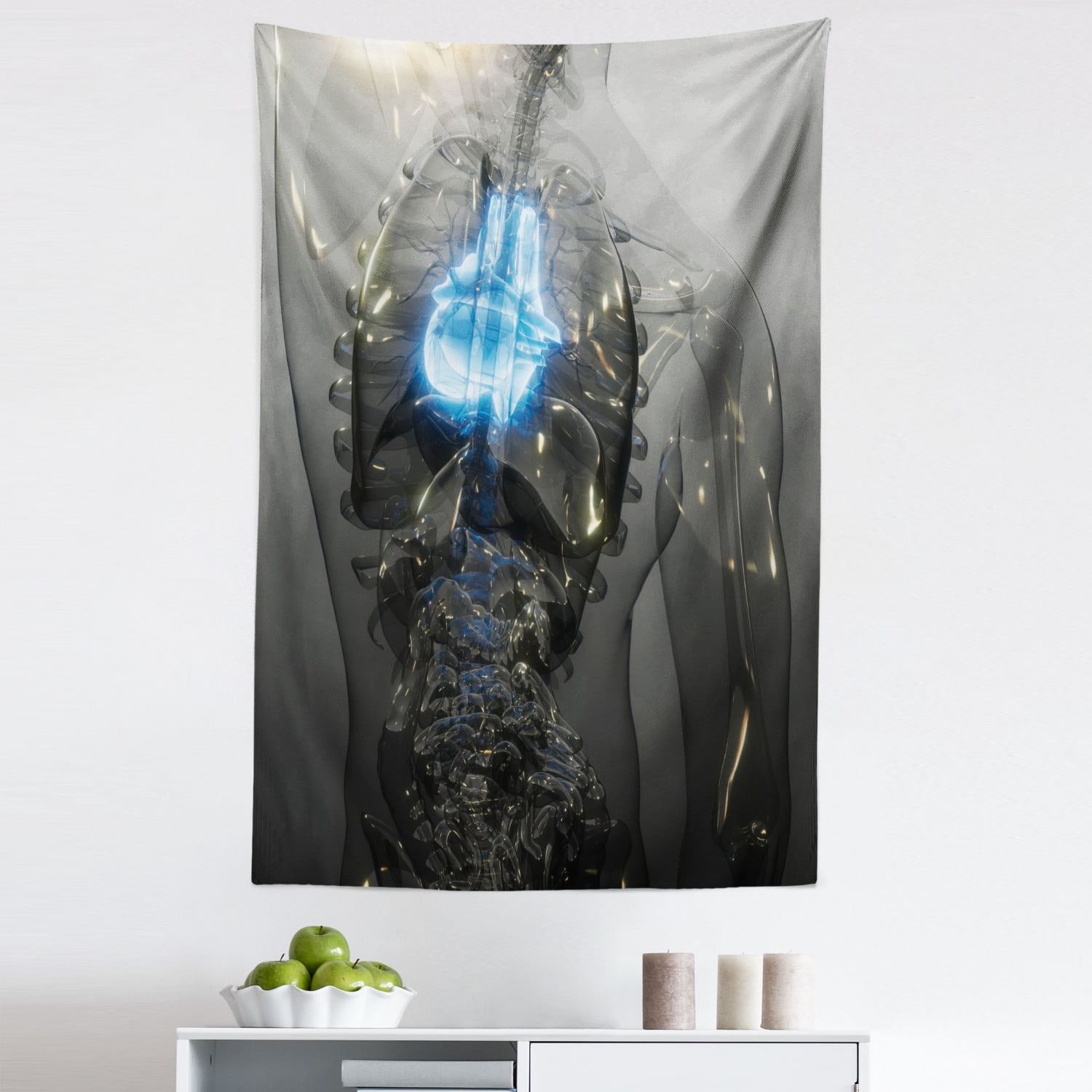 Anatomy Tapestry, Translucent Body View Internal Organs Liver Intestine ...