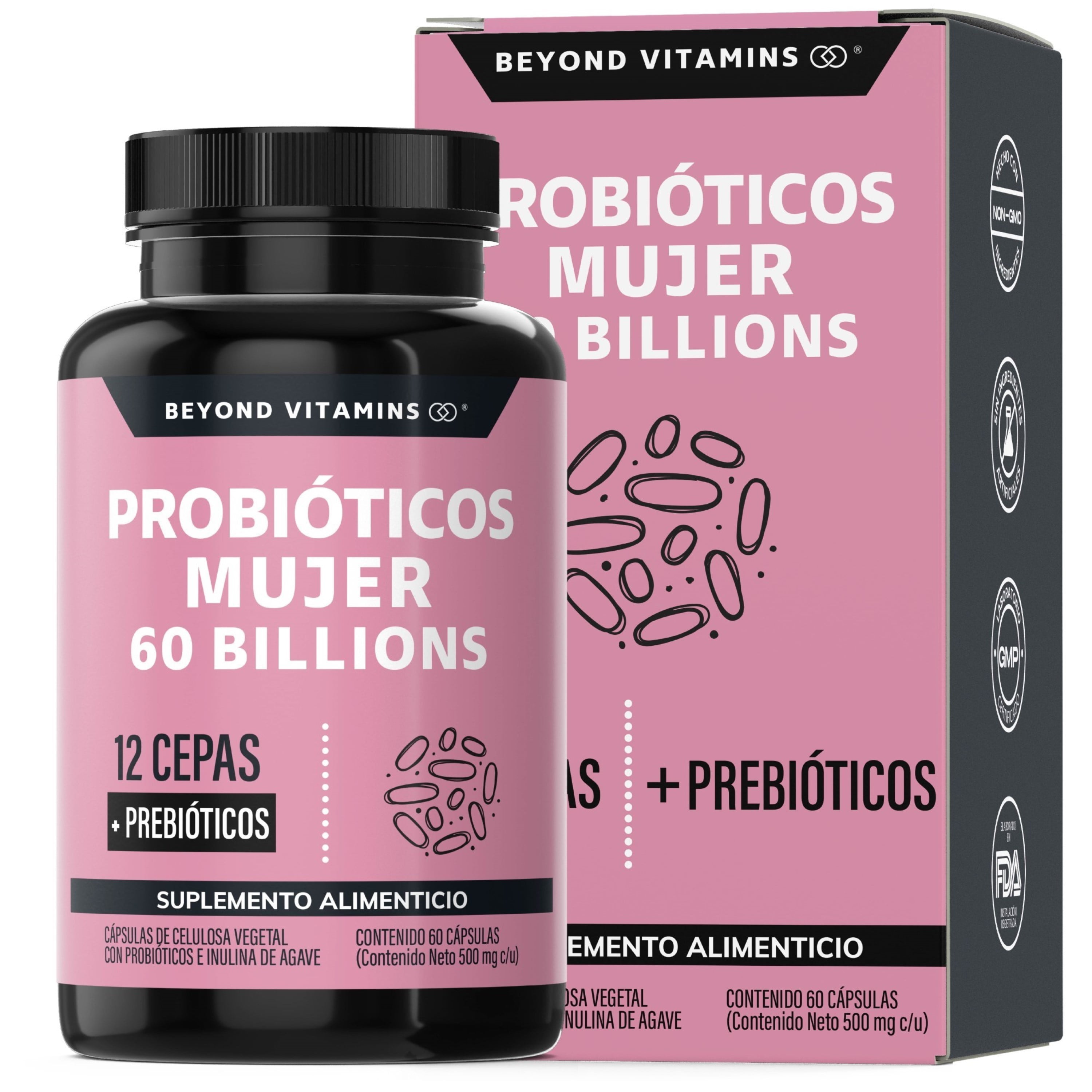 Suplemento Alimenticio Probioticos Mujer 60 Billion + Prebióticos Beyond Vitamins 60 cápsulas ...