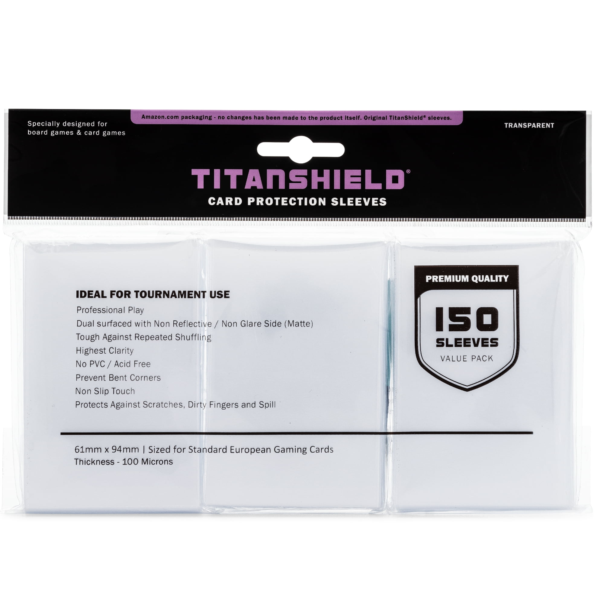 TitanShield (150 Sleeves) Clear Standard European Size Board Game and ...