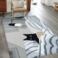 Black Cat Reading in Bed Washable Area Rug 4x6 Funny Cute Animal Low ...
