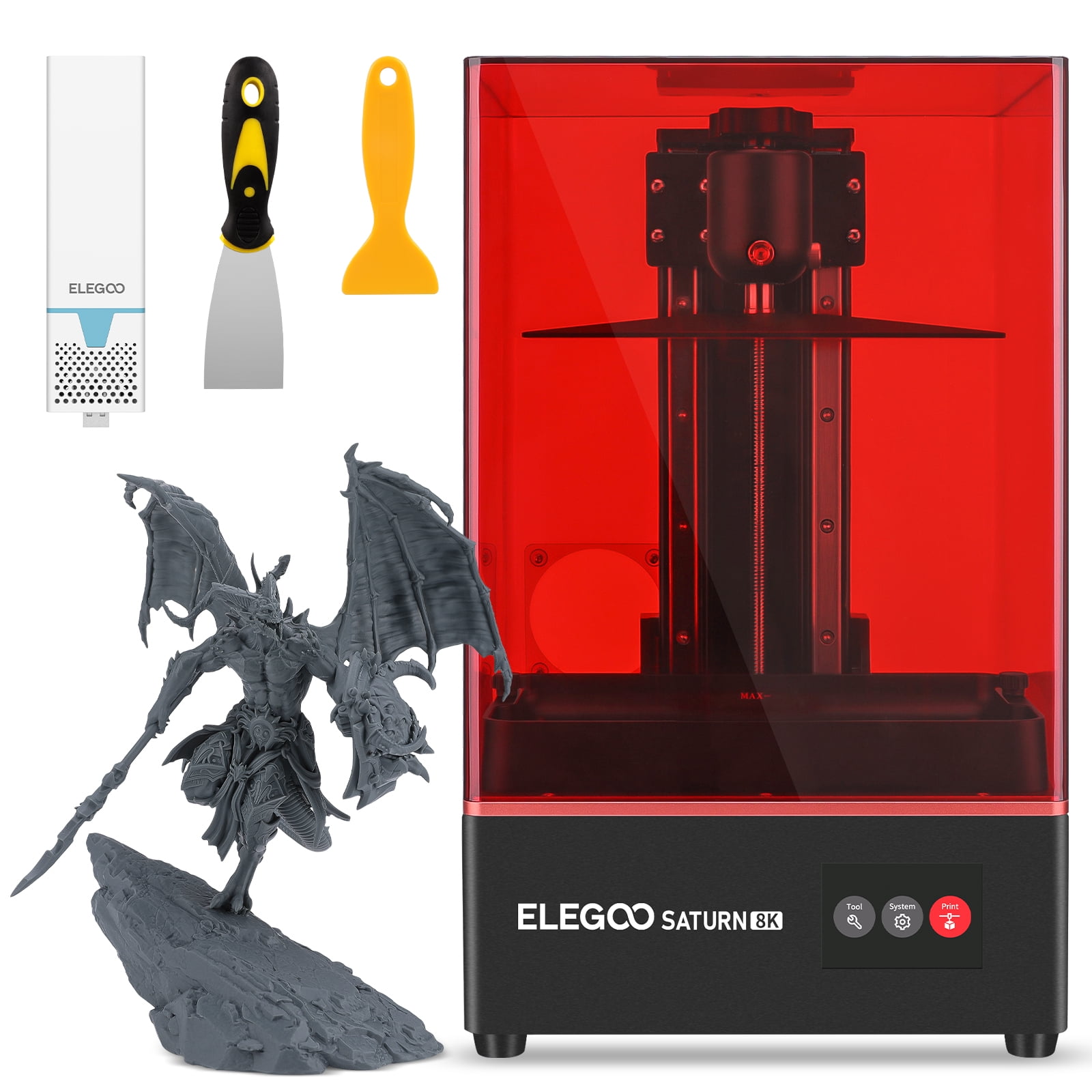 Buy ELEGOO Saturn 8K MSLA Resin 3D Printer UV Resin Photocuring 3D ...