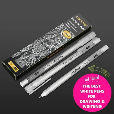 White Gel Pens, 3 Pack, Fine Point 0.8mm, Opaque White Archival Ink ...