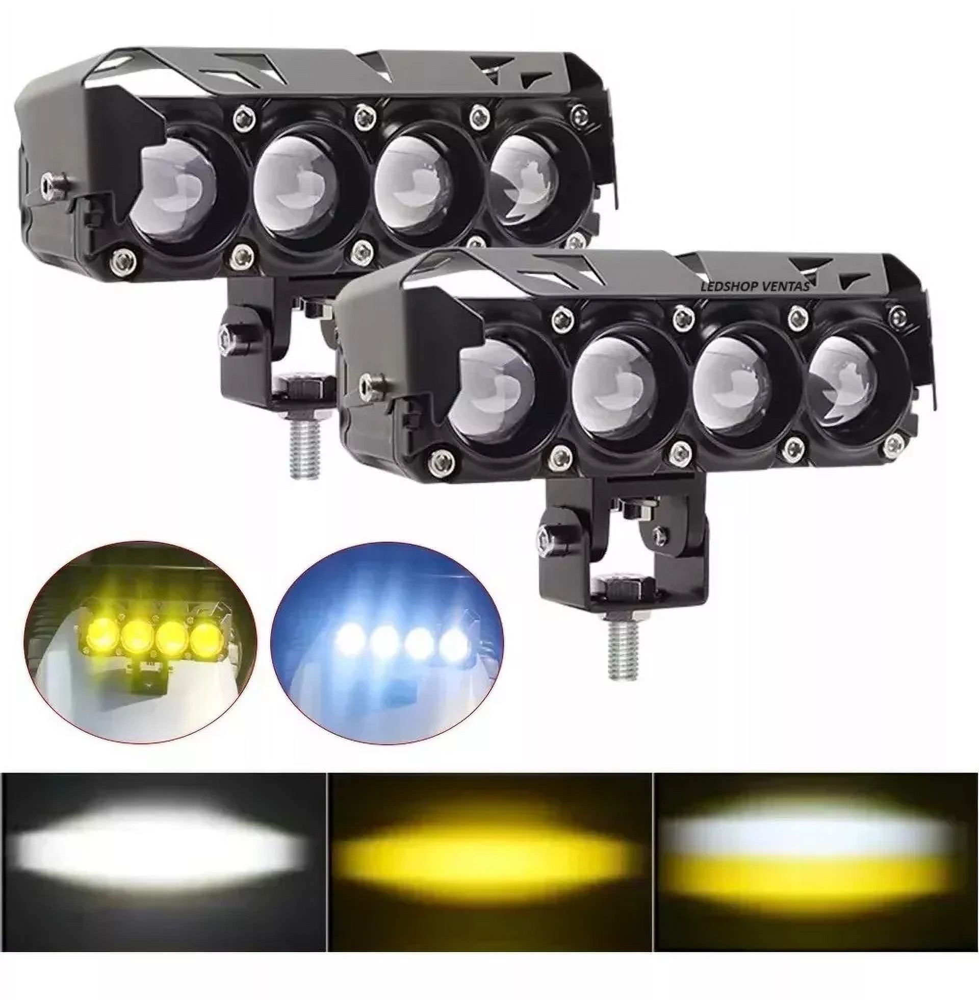 Faros Auxiliar Lupa Doble Color 4led 120w Para Auto Moto 2pc | Walmart ...