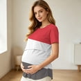 AKOEE Women's Maternity Tops Colorblock Soft Double Layer Breastfeeding ...