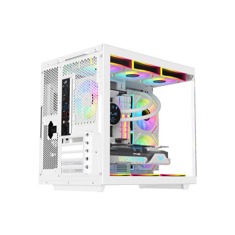 Micro Atx Case CiT Terra White Tempered Glass Micro-ATX Gaming Case ...