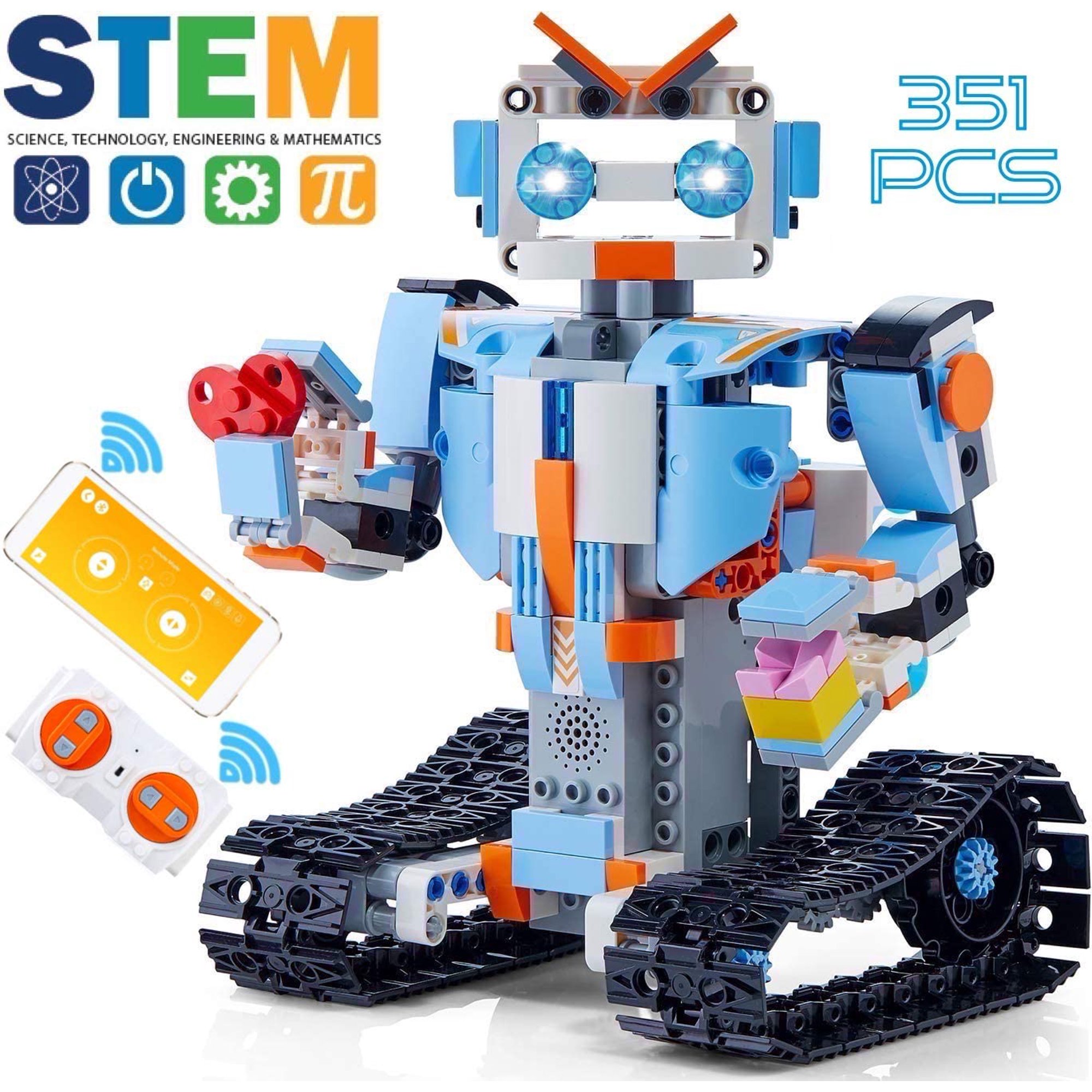 Amdohai Build A Robot Remote Control Blocks Kit Intelligent Rc Toy App Stem Bricks Electric Educational Engineering Best 8-12+ Boys And Girls Kids Gif