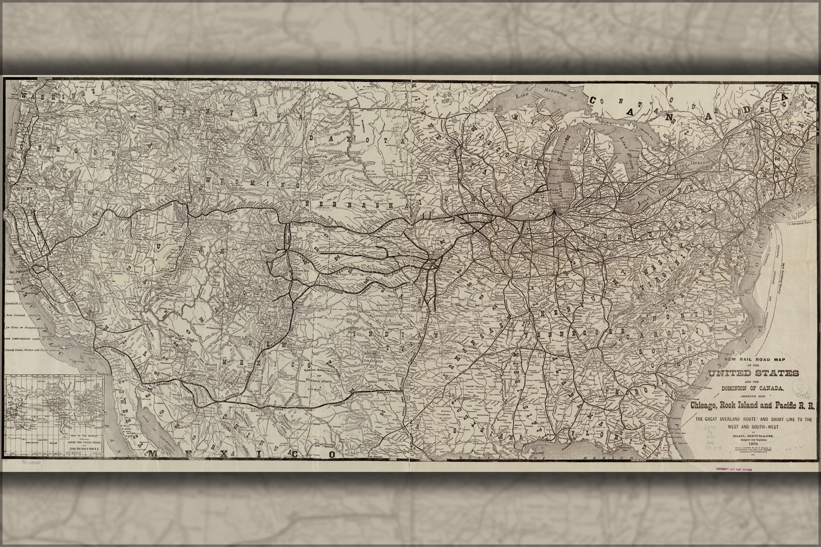 24"x36" Gallery Poster, railroad map of the United States 1879 ...