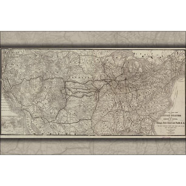 24"x36" Gallery Poster, railroad map of the United States 1879 ...