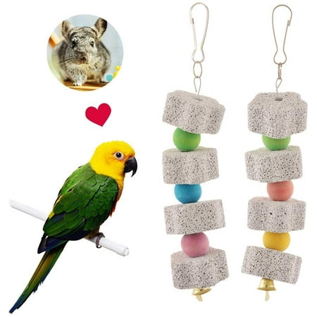 Bird Beak Grinding Stone with Bell, 2 Pack, Pet Bird Swing Colorful ...