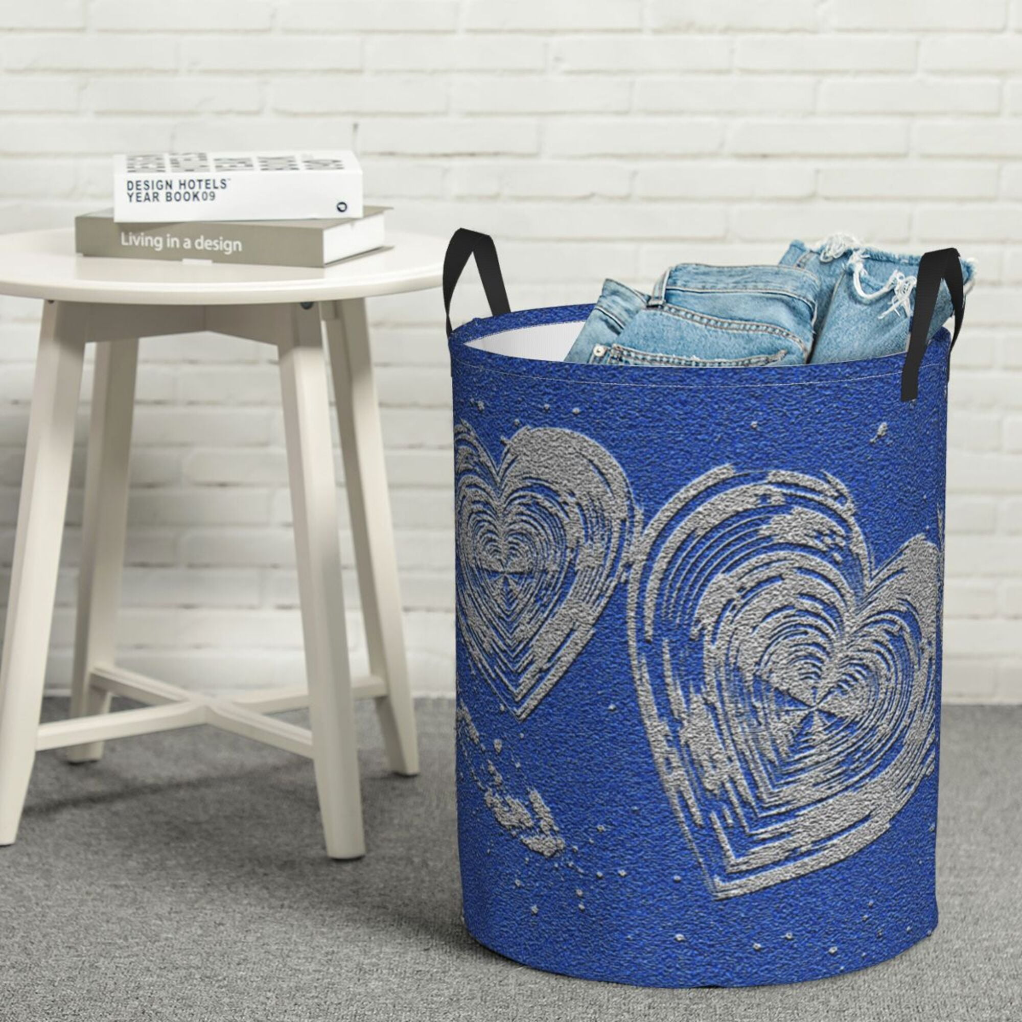 YFYANG Waterproof Laundry Hamper, Blue Love Heart Laundry Basket Oxford ...