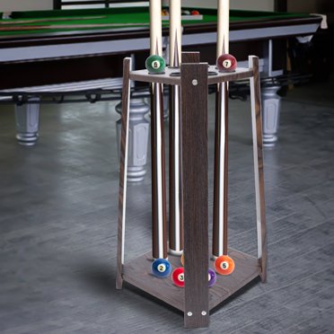 GSE Expert Wooden Floor Stand Billiard Rack, Holds 10 Cues, 2 Holders ...