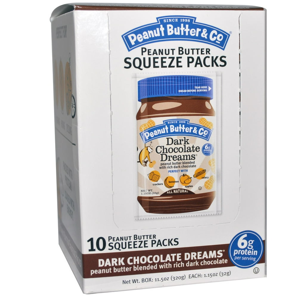 Peanut Butter And Co Squeeze Packs Dark Chocolate Dreams Peanut Butter 10 Per Box 115 Oz 32