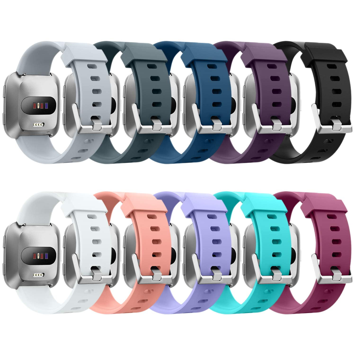 10 Pack Bands Compatible Fitbit Versa,Silicone Replacement Strap for ... 10 Pack Bands Compatible Fitbit Versa,Silicone Replacement Strap for ...