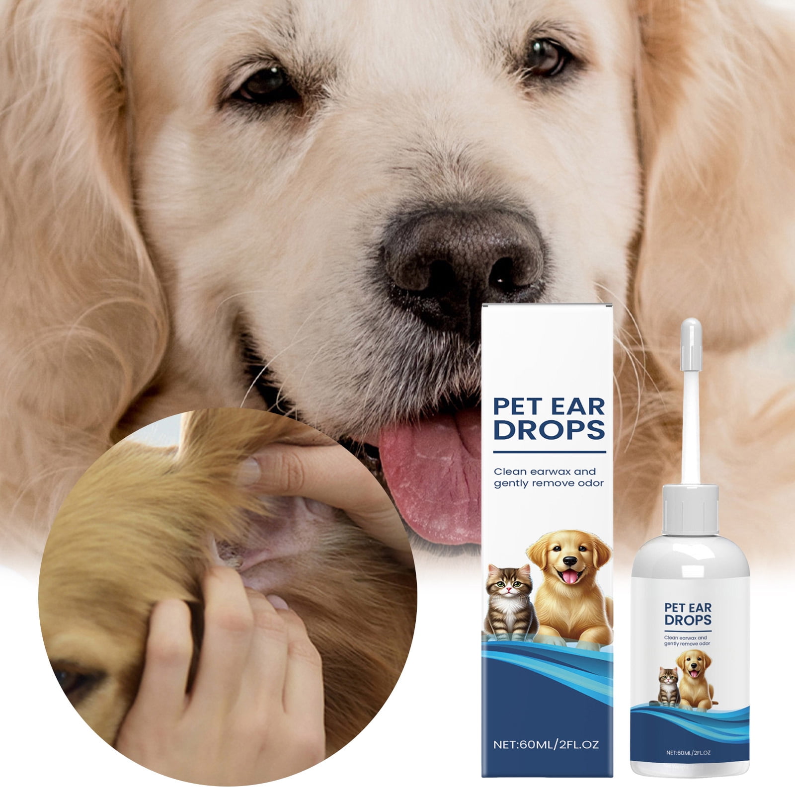 Ear Wash Drops for Dogs Cats Clean Ear Canal Buildup Soothes Infections ...
