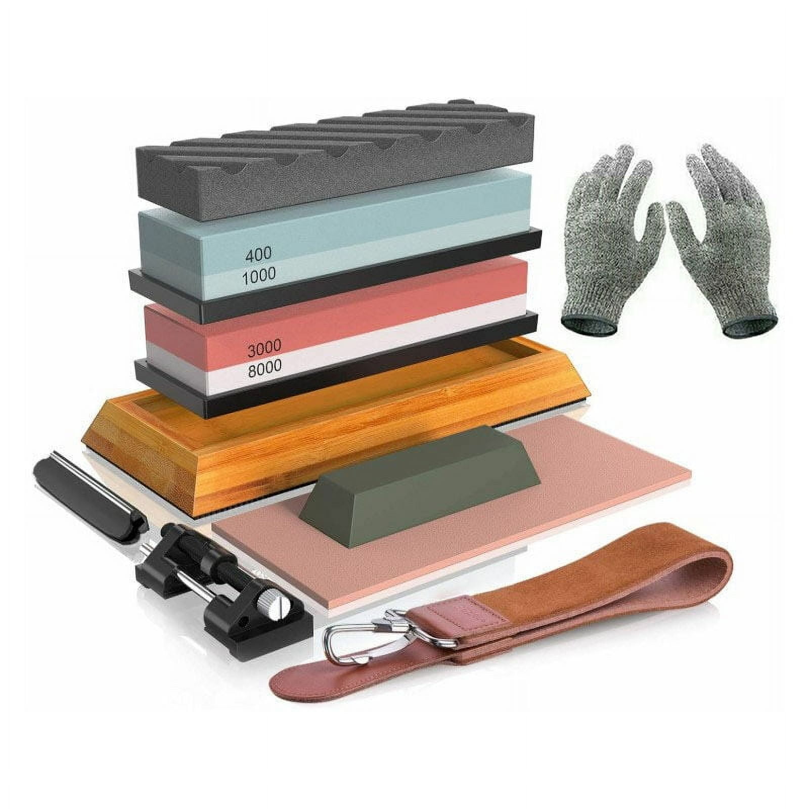 Kit de piedra de afilar, afilador de cuchillos profesional 400/1000 ...