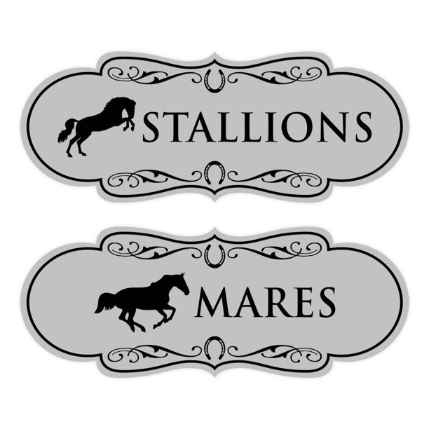 Designer Stallions and Mares, Restroom Signs, Set of 2 (Lt Gray ...
