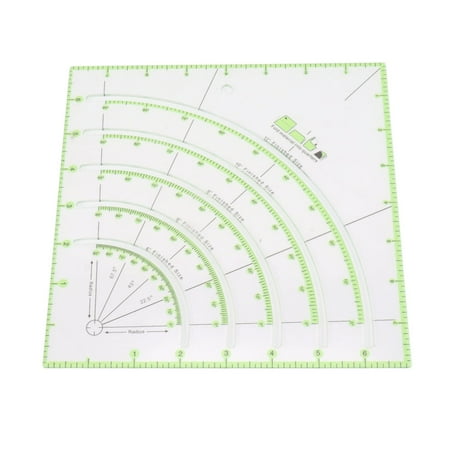 Arcs Fans Quilt Circle Cutter Ruler, Straight Edges Bright Green ...