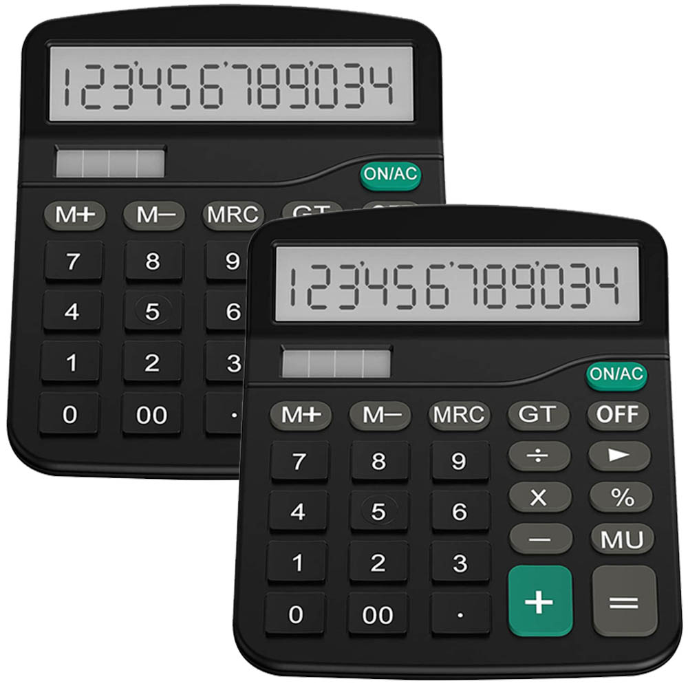 2 Pack Calculators Large Display for Desk Office, Home, School, Solar ...
