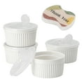 DOWAN 8Oz Porcelain Ramekins with Lid Set of 4, White Ceramic Ramekins ...