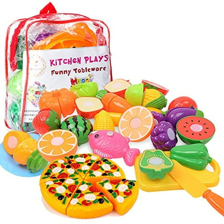 Kimicare Kitchen Toys Fun Cutting Fruits Vegetables Pretend Food ...