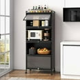 5-Tier Kitchen Cabinet Mobile Microwave Stand with Flip-up PC Doors ...