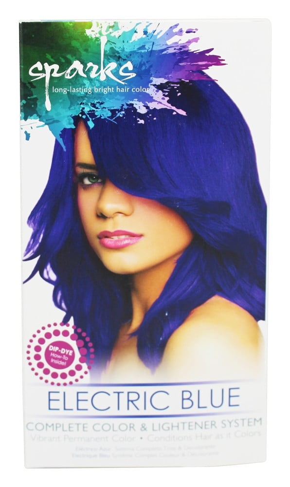 Black Hair With Electric Blue Dip Dye