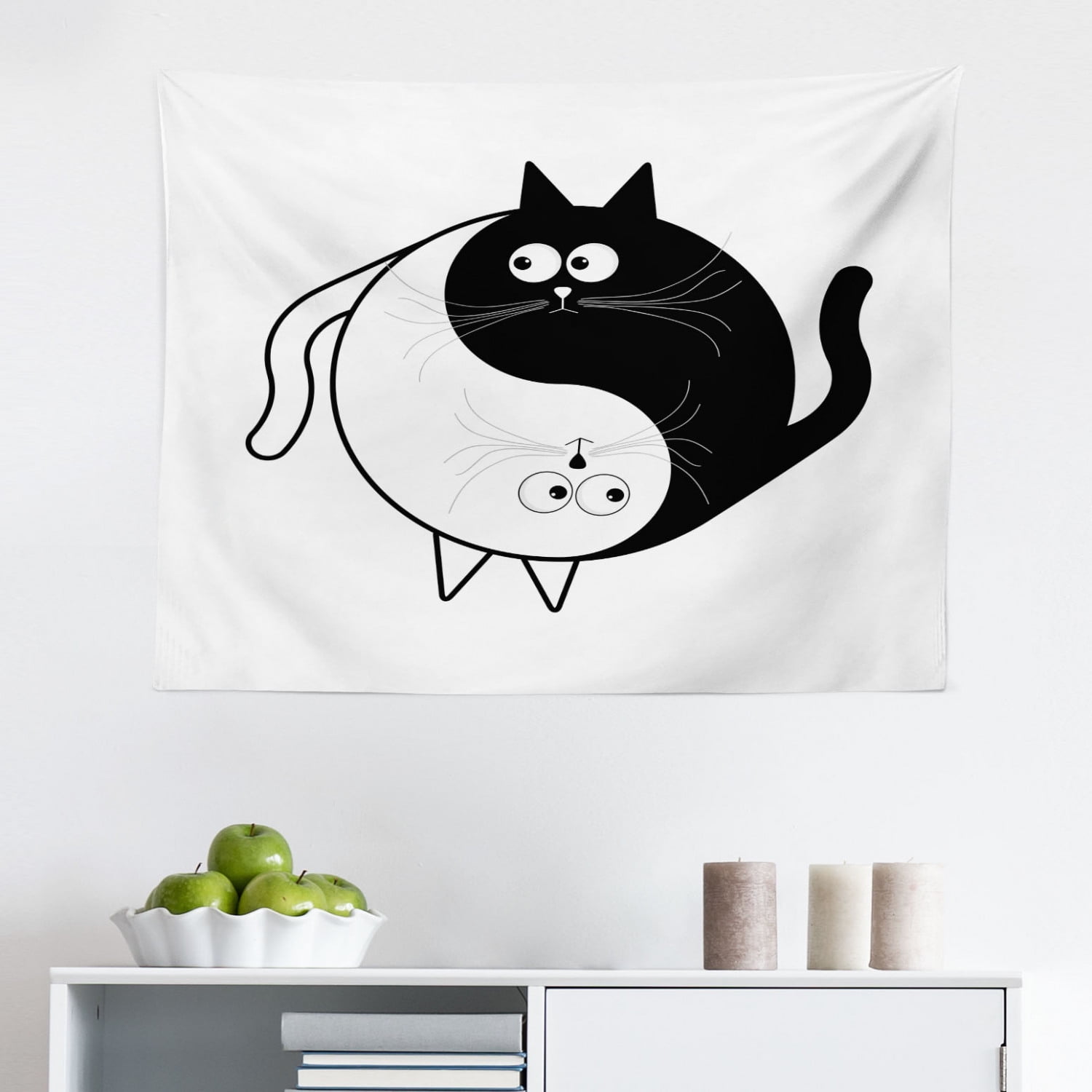 Ying Yang Tapestry, Pop Art Design Yin Yang Signs Hippie Style Eastern ...