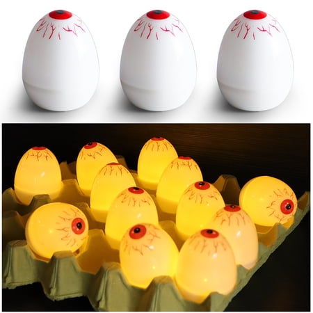 HISRFO 12 Pack Printing Horror Fake Eyeball Egg Lights Halloween ...