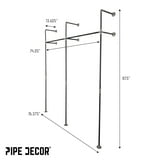 PIPE DECOR 76 3/8" Black Steel DIY Industrial Open Wardrobe, Wall ...