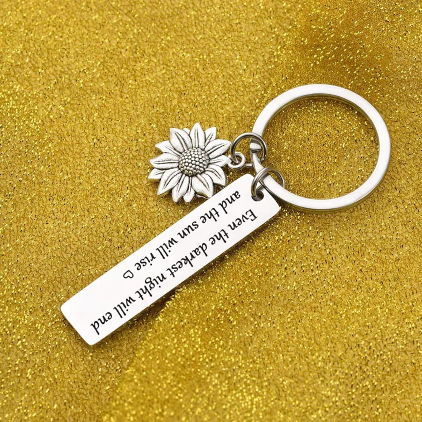 Inspirational Quote Keychain Keyrings with sun flower key Rings for ...