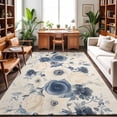Area Rug 5x7ft Blue White Flowers Washable Area Rugs for Living Room ...