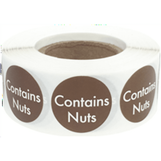 Contains Nuts Brown Labels .75 Inch Round Circle Dots 500 Adhesive ...