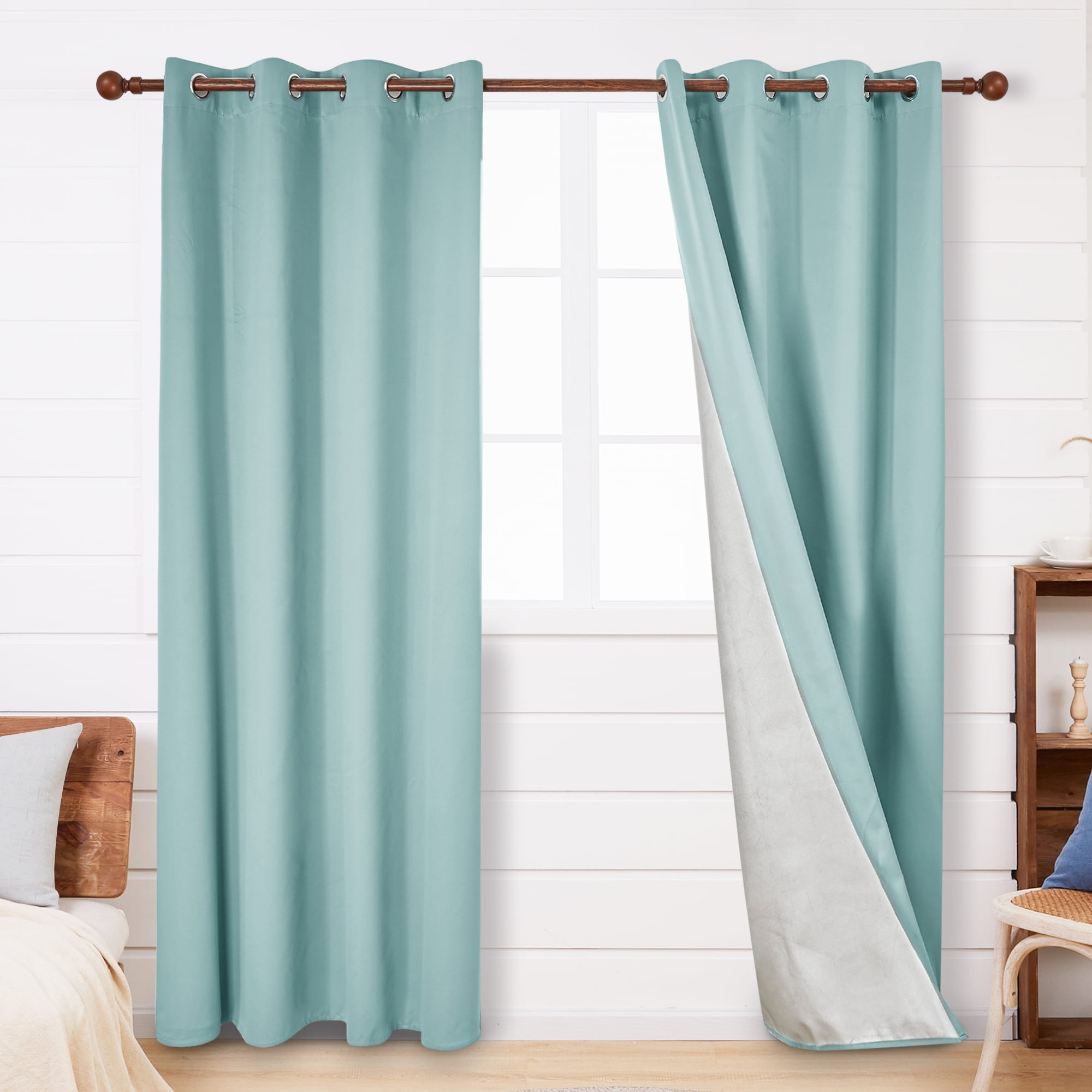 Deconovo 100% Blackout Curtain Grommet Solid Energy Saving Window ...